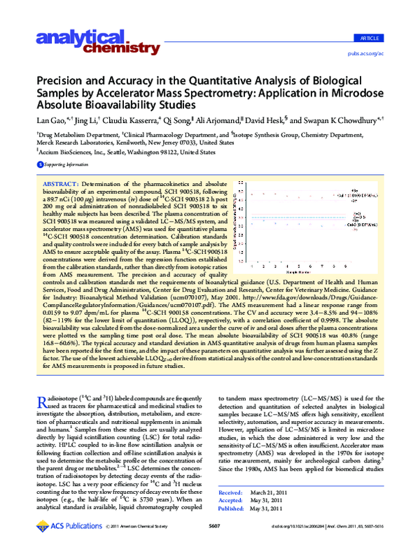 (PDF) Precision and Accuracy in the Quantitative Analysis of Biological ...