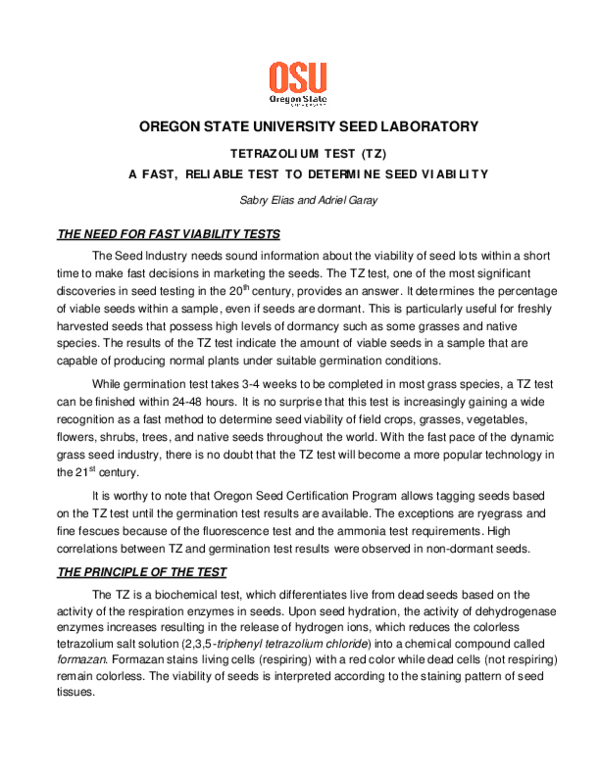 (PDF) TETRAZOLIUM TEST (TZ) A FAST, RELIABLE TEST TO DETERMINE SEED ...