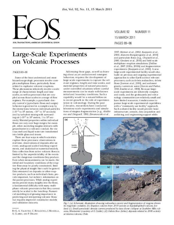 (PDF) Large-Scale Experiments on Volcanic Processes