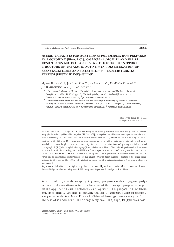 (PDF) Hybrid Catalysts for Acetylenes Polymerization Prepared by Anchoring [Rh(cod)Cl]2 on MCM ...