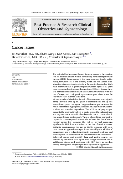 (PDF) Cancer issues