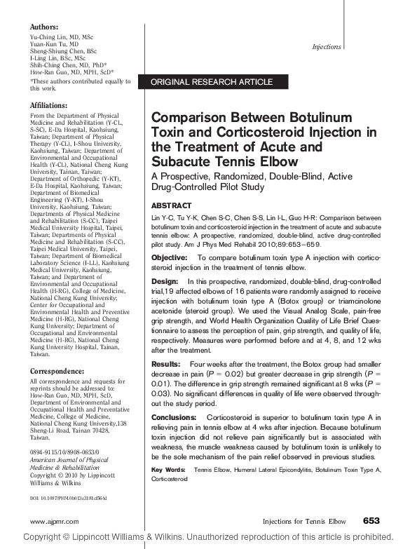 (PDF) Comparison Between Botulinum Toxin and Corticosteroid Injection in the Treatment of Acute ...