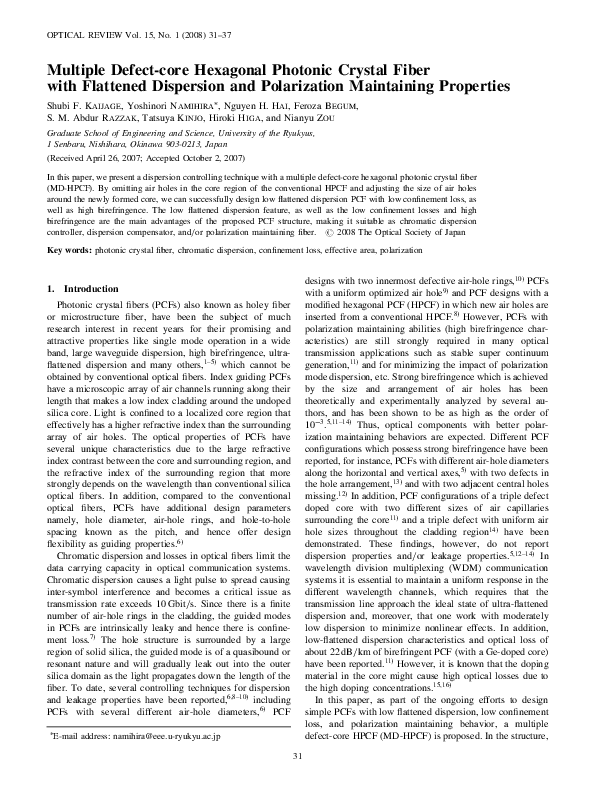(PDF) Multiple defect-core hexagonal photonic crystal fiber with ...