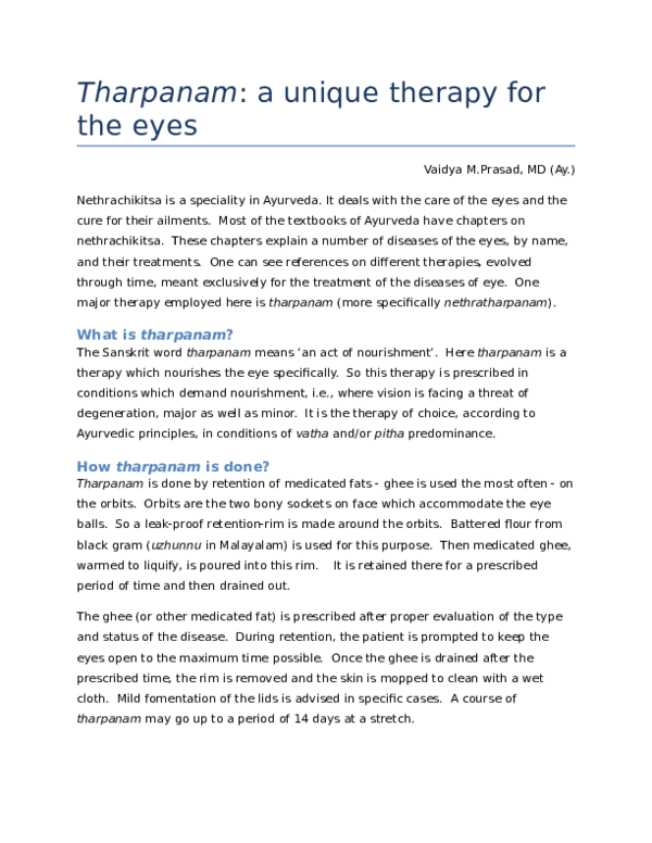 (DOC) Tharpanam: a unique therapy for the eyes