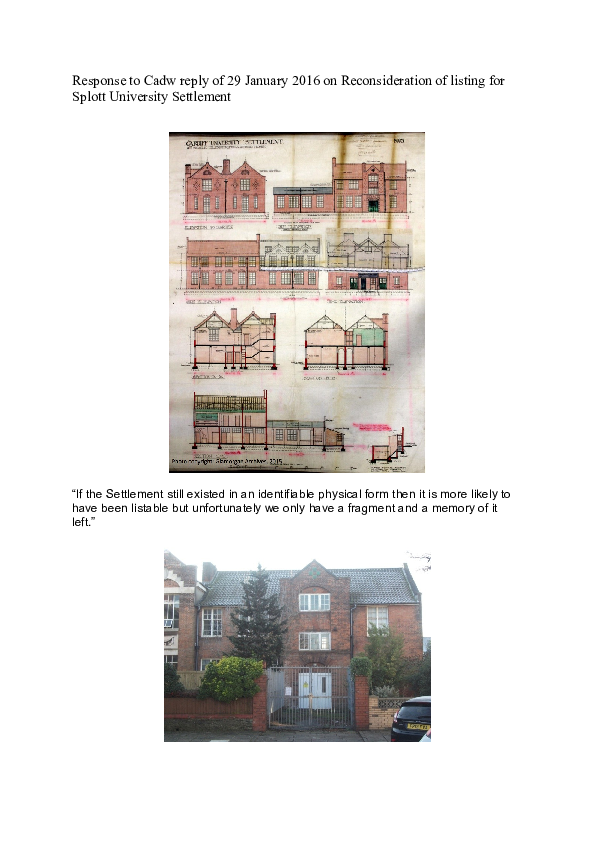 (DOC) Historical material for reconsideration of listing Splott Settlement