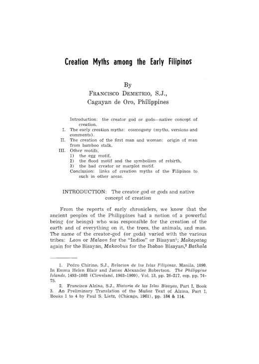 (PDF) Creation Myths among the Early Filipinos