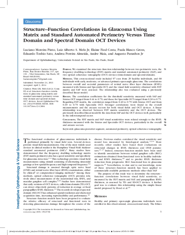 (PDF) Glaucoma Structure-Function Correlations