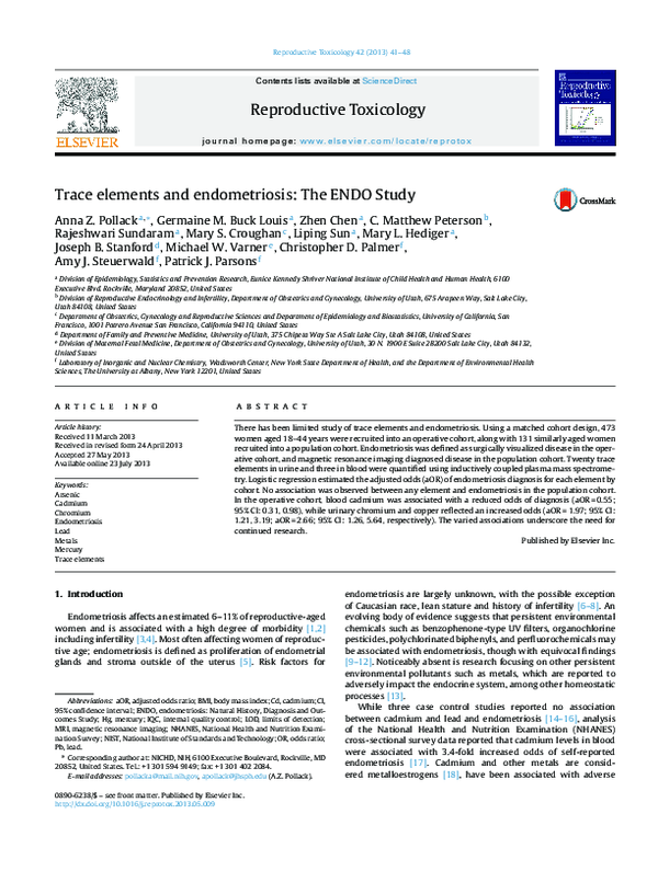 (PDF) Trace elements and endometriosis: The ENDO Study