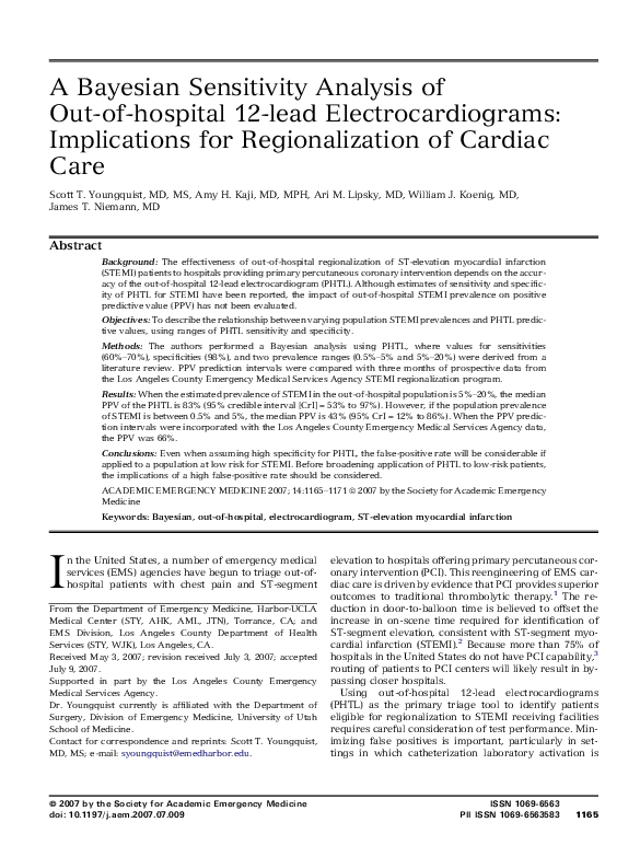 (PDF) A Bayesian Sensitivity Analysis of Out-of-hospital 12-lead Electrocardiograms ...
