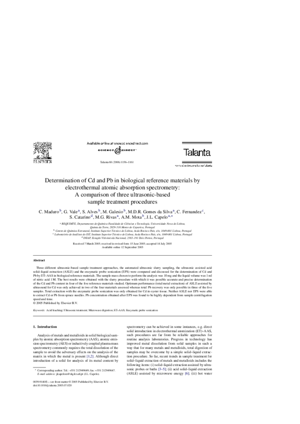 (PDF) Determination of Cd and Pb in biological reference materials by ...
