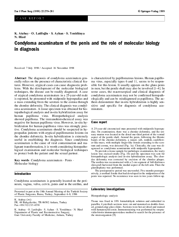 (PDF) Molecular Diagnosis of Atypical Condyloma