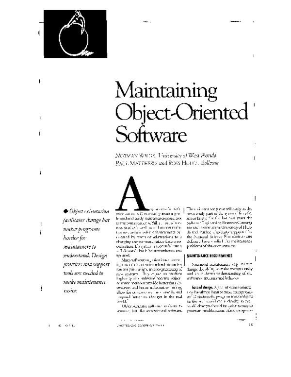 (PDF) Maintaining object-oriented software