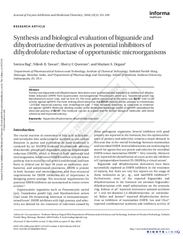 (PDF) Synthesis and biological evaluation of biguanide and ...