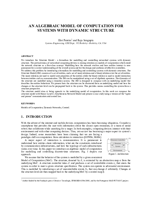 Pdf An Algebraic Model Of Computation For Systems With Dynamic Structure