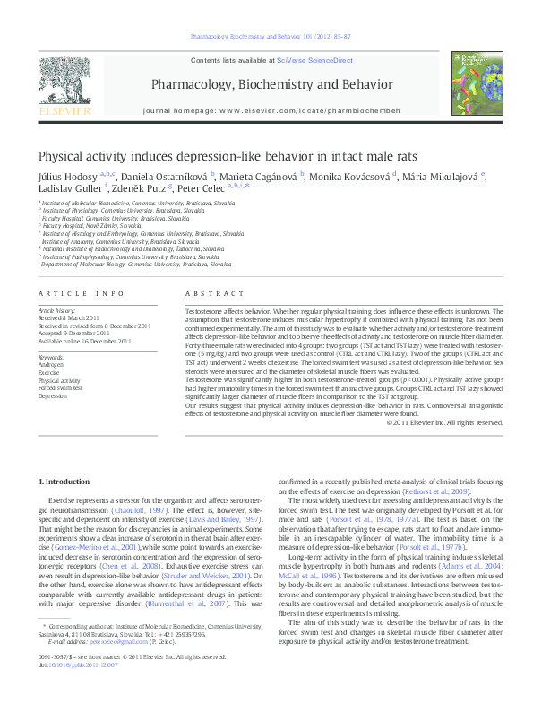 (PDF) Physical activity induces depression-like behavior in intact male ...