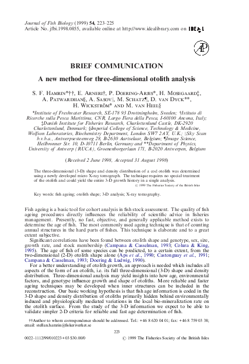 (PDF) A new method for three-dimensional otolith analysis