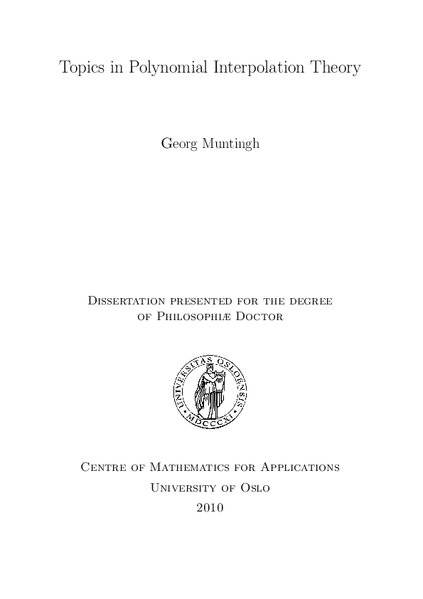 Pdf Topics In Polynomial Interpolation Theory