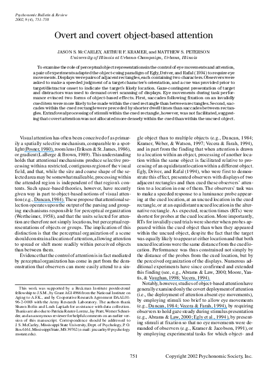 (PDF) Overt and covert object-based attention