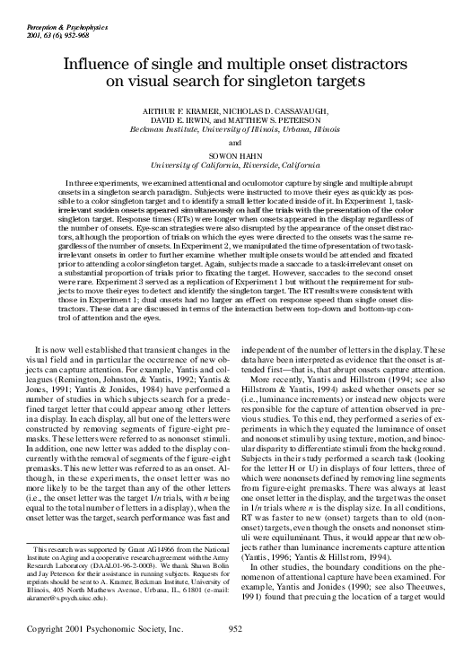 (PDF) Influence of single and multiple onset distractors on visual ...