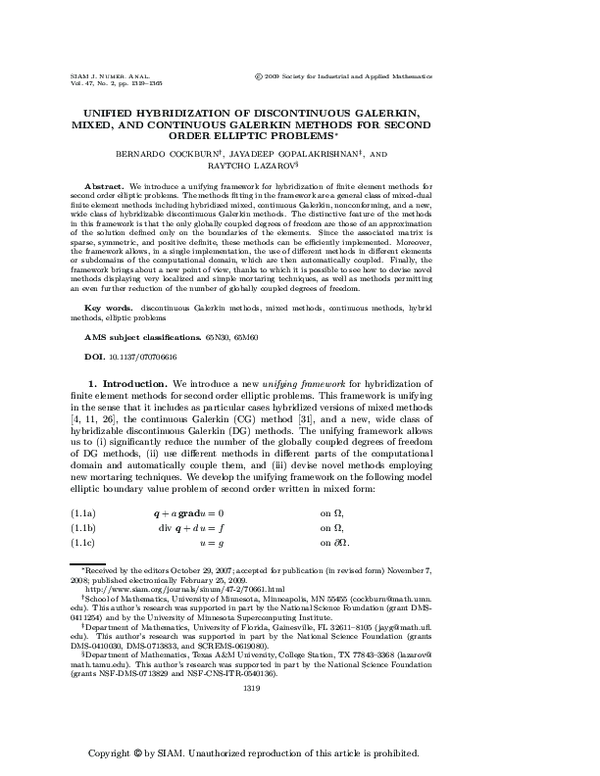 (PDF) Unified Hybridization of Discontinuous Galerkin, Mixed, and ...