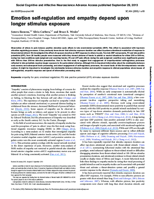 (PDF) Emotion self-regulation and empathy depend upon longer stimulus ...