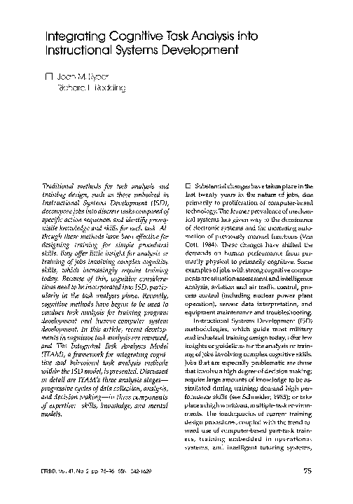 (PDF) Integrating cognitive task analysis into instructional systems development