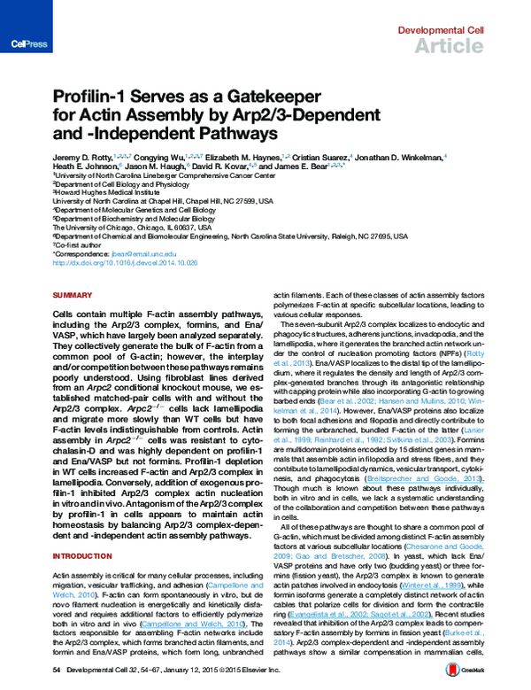 (PDF) Profilin-1 Serves as a Gatekeeper for Actin Assembly by Arp2/3 ...