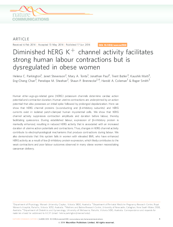 (PDF) Diminished hERG K+ channel activity facilitates strong human ...