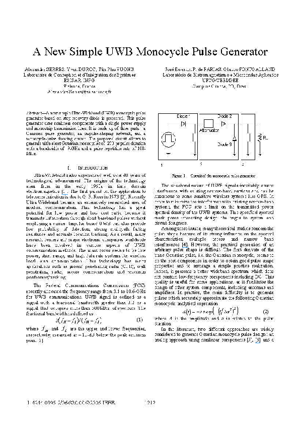 (PDF) A New Simple UWB Monocycle Pulse Generator
