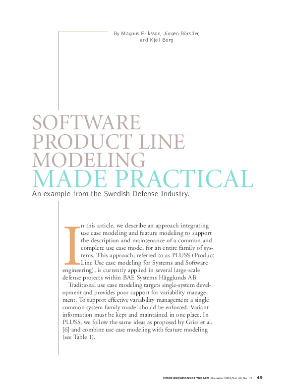 (PDF) Software product line modeling made practical