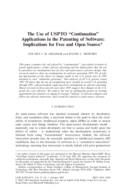 (PDF) The Use of USPTO “Continuation” Applications in the Patenting of ...