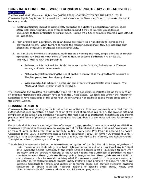 (DOC) CONSUMER RIGHTS ACTIVITIES IN PAKISTAN | Umar Ghauri - Academia.edu