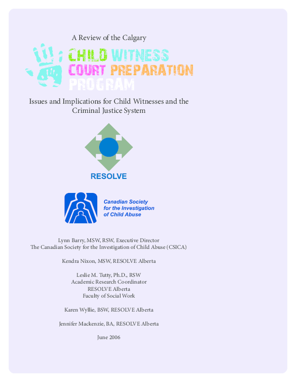 (PDF) A Review of the Calgary Child Witness Court Preparation Program ...