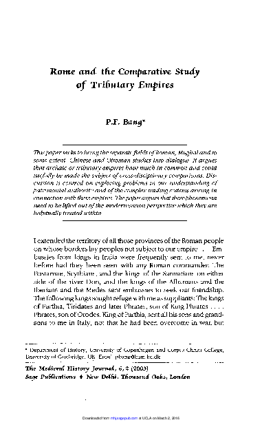 (PDF) Rome and the Comparative Study of Tributary Empires