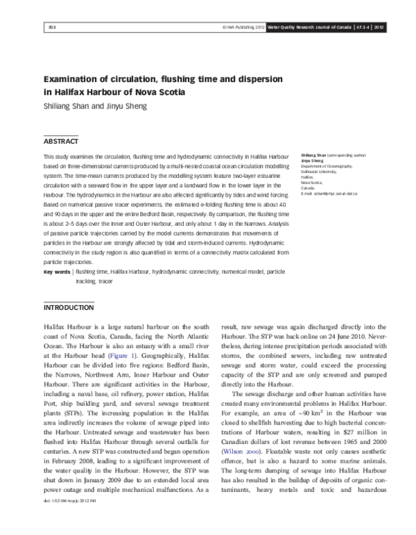 Pdf Simulating The Three Dimensional Circulation And Hydrography Of Halifax Harbour Using A