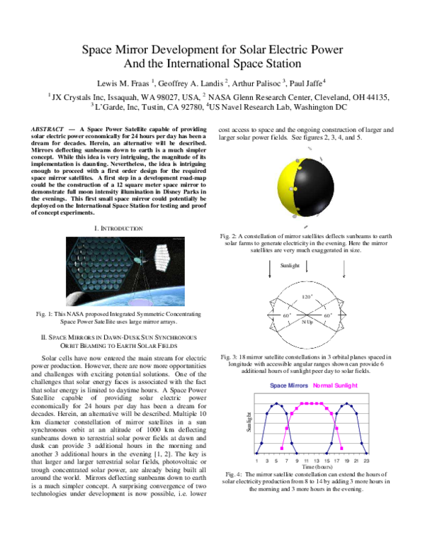 (PDF) Space Mirror Development for Solar Electric Power And the ...