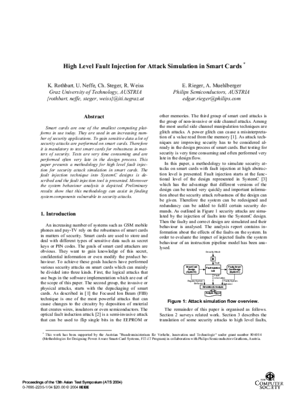 Pdf High Level Fault Injection For Attack Simulation In Smart Cards