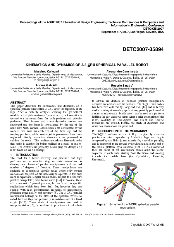 (PDF) The Kinematics and the Full Minimal Dynamic Model of a 6DOF ...