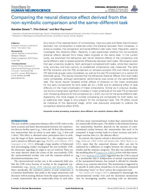 (PDF) Comparing the neural distance effect derived from the non ...