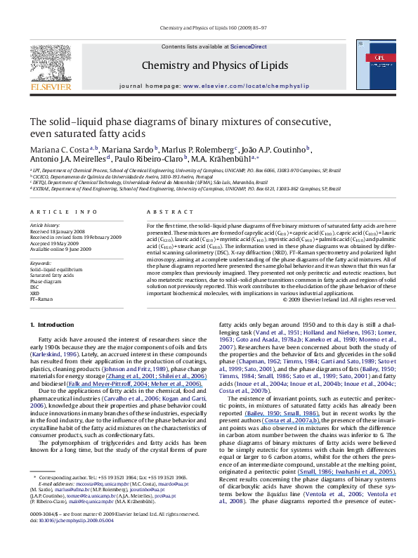 (PDF) Solid–liquid phase diagrams of binary mixtures