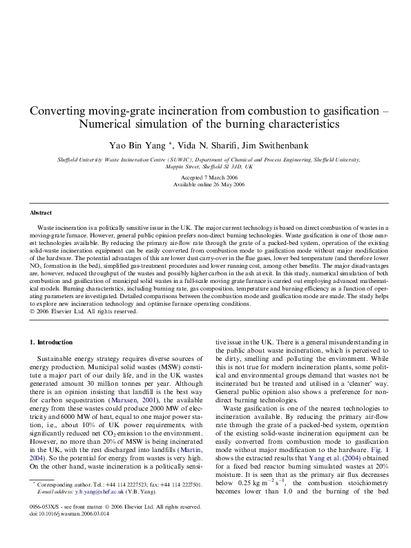 (PDF) Converting moving-grate incineration from combustion to ...