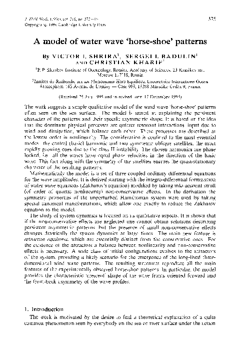 (PDF) A model of water wave ‘horse-shoe’ patterns