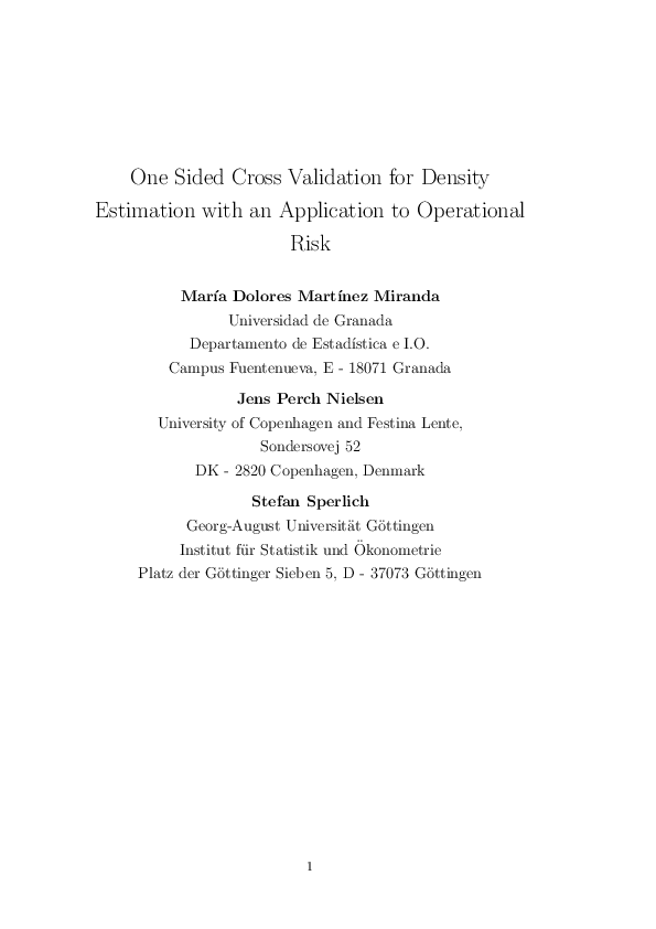 (PDF) One Sided Cross Validation for Density Estimation with an Application to Operational Risk