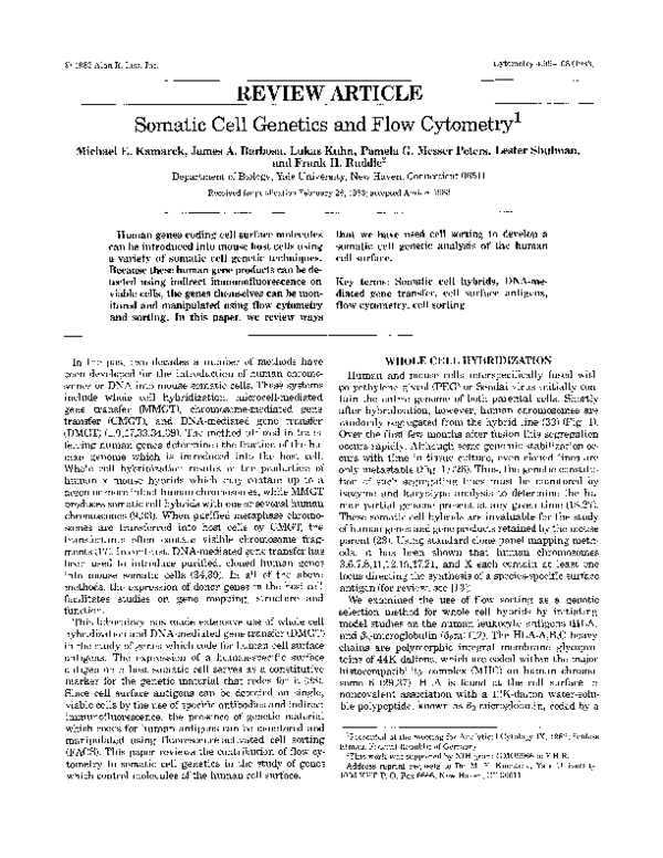 (PDF) Somatic cell genetics and flow cytometry