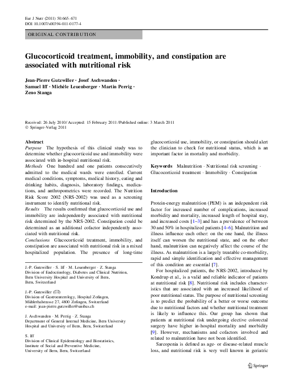 (PDF) Glucocorticoid treatment, immobility, and constipation are ...