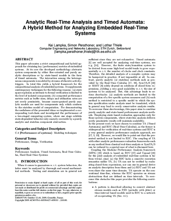 Pdf Analytic Real Time Analysis And Timed Automata A Hybrid