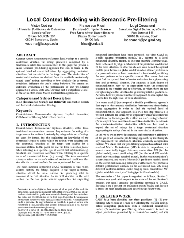 (PDF) Local context modeling with semantic pre-filtering