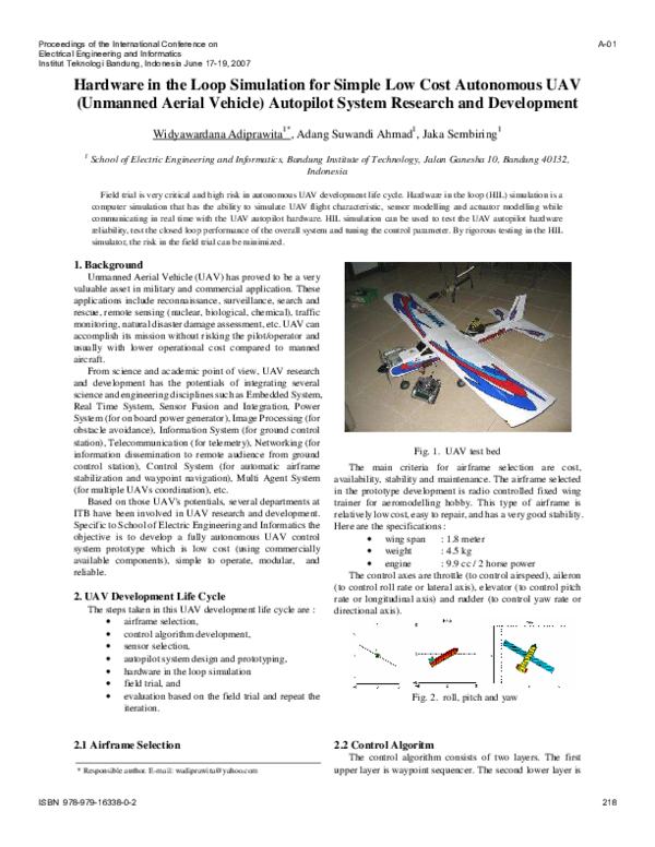 Pdf Hardware In The Loop Simulation For Simple Low Cost Autonomous