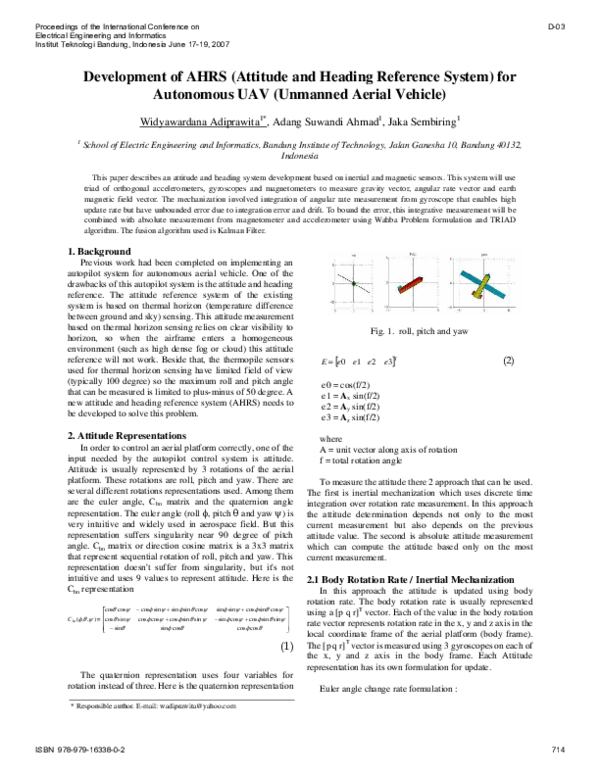 (PDF) Development of AHRS (Attitude and Heading Reference System) for Autonomous UAV (Unmanned ...