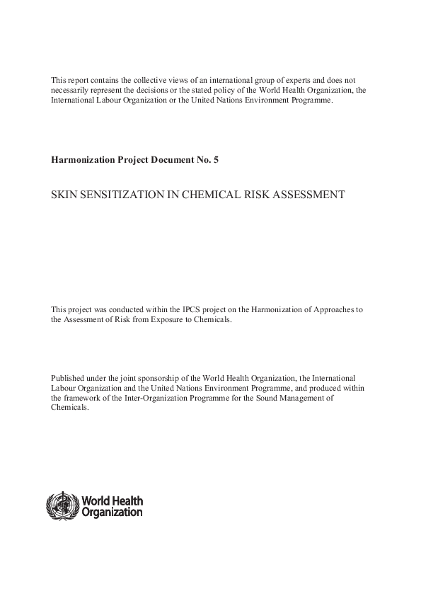 (PDF) Skin sensitization in chemical risk assessment: report of a WHO ...